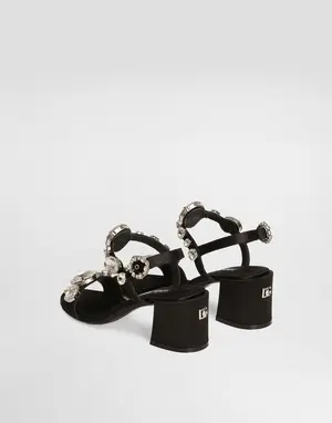 Dolce & Gabbana Keira Satin Sandals With Gemstone Embellishment - Black