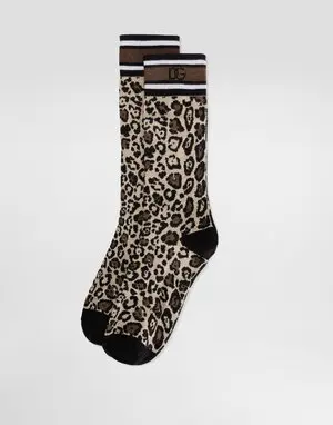 Dolce & Gabbana Leopard-print Jacquard Crew Socks - Multicolor