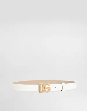Dolce & Gabbana Patent Leather Belt With Dg Logo - White