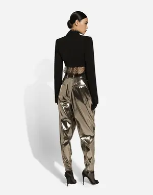 Dolce & Gabbana Foiled Stretch Satin Trousers