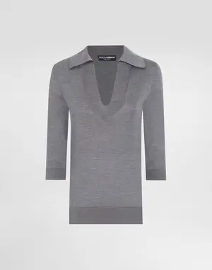 Dolce & Gabbana Silk V-neck Polo-shirt With Dg Logo Embroidery