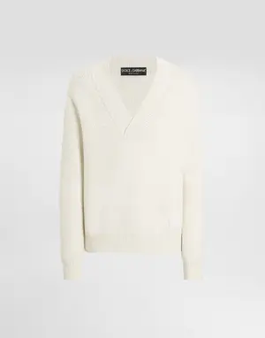 Dolce & Gabbana Wool V-neck Sweater With Dg Embroidery