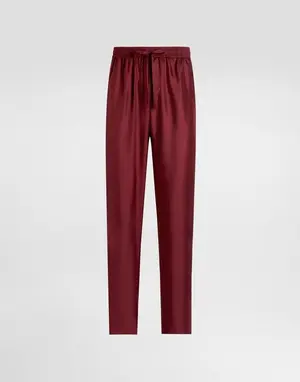 Dolce & Gabbana Silk Pajama Pants With Logo Embroidery - Bordeaux