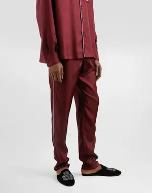 Dolce & Gabbana Silk Pajama Pants With Logo Embroidery - Bordeaux