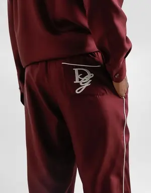 Dolce & Gabbana Silk Pajama Pants With Logo Embroidery - Bordeaux