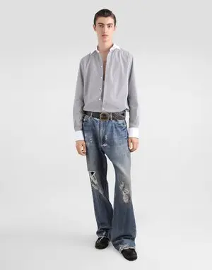 Dolce & Gabbana Oversize Jeans With Logo Tag - Multicolor