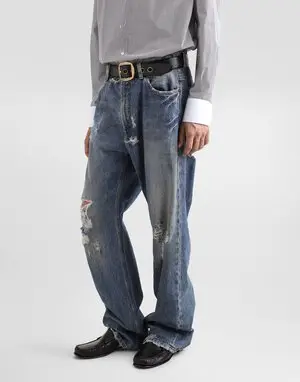 Dolce & Gabbana Oversize Jeans With Logo Tag - Multicolor
