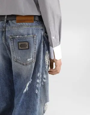Dolce & Gabbana Oversize Jeans With Logo Tag - Multicolor