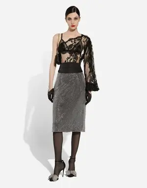 Dolce & Gabbana Crystal Mesh Calf-length Skirt