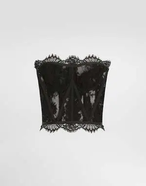 Dolce & Gabbana Chantilly Lace Bustier - Black