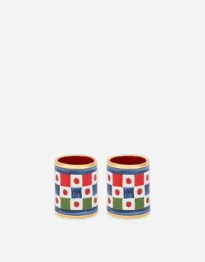 Dolce & Gabbana Set Of 2 Porcelain Napkin Rings - Multicolor