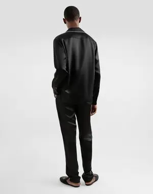Dolce & Gabbana Silk Vanity Shirt With Logo Embroidery - Black