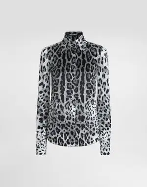 Dolce & Gabbana Leopard- Silk Satin Shirt - Print