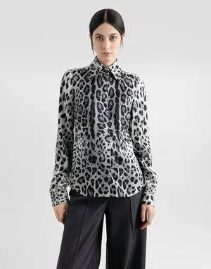 Dolce & Gabbana Leopard- Silk Satin Shirt - Print