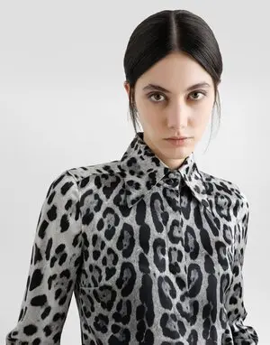 Dolce & Gabbana Leopard- Silk Satin Shirt - Print