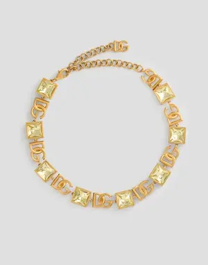 Dolce & Gabbana Dg Logo Rhinestone Necklace - Gold