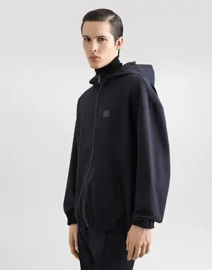 Dolce & Gabbana Hooded Woolen Jacket With Logo Tag