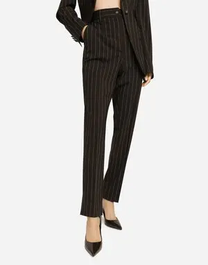 Dolce & Gabbana High-waisted Pinstripe Wool Pants - Multicolor