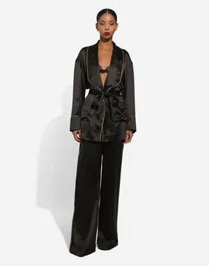 Dolce & Gabbana Silk Long-sleeved Pajama Jacket With Belt
