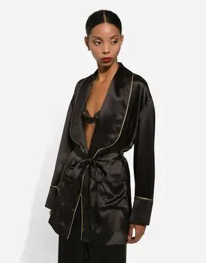 Dolce & Gabbana Silk Long-sleeved Pajama Jacket With Belt
