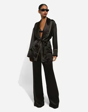 Dolce & Gabbana Silk Long-sleeved Pajama Jacket With Belt