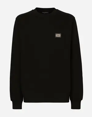 Dolce & Gabbana Jersey Sweatshirt With Branded Tag - Black