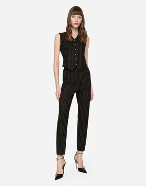 Dolce & Gabbana High-waisted Pinstripe Twill Pants - Multicolor