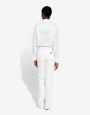 Dolce & Gabbana Long-sleeved Cotton Shirt With Embroidered Collar
