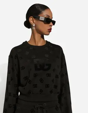 Dolce & Gabbana Jersey Sweatshirt With Flocked Dg Logo Print
