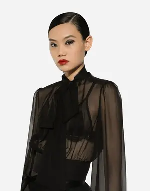 Dolce & Gabbana Silk Chiffon Pussy-bow Blouse