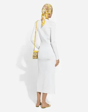 Dolce & Gabbana Long Ribbed Viscose Cardigan - White