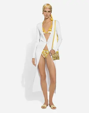 Dolce & Gabbana Long Ribbed Viscose Cardigan - White