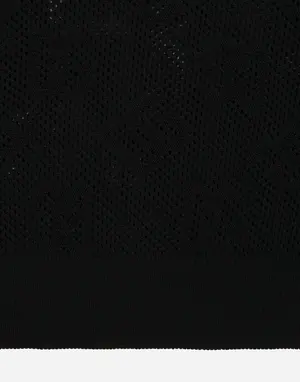 Dolce & Gabbana Cropped Mesh-stitch Viscose Sweater With Jacquard Dg Logo