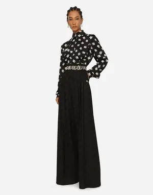 Dolce & Gabbana Wool Jacquard Pants With Dg Logo