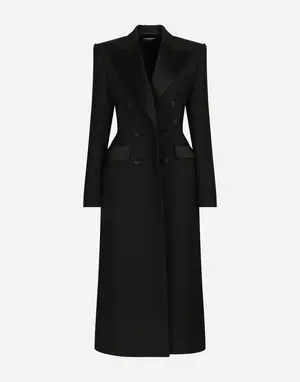 Dolce & Gabbana Double-breasted Wool Gabardine Tuxedo Coat With Padded Hips - Black