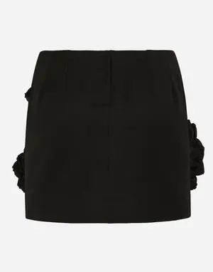 Dolce & Gabbana Ottoman Mini Skirt With Floral Appliqu