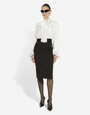 Dolce & Gabbana Pinstripe Stretch Wool Skirt - Multicolor