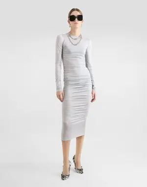 Dolce & Gabbana Draped Wool Jersey Calf-length Dress
