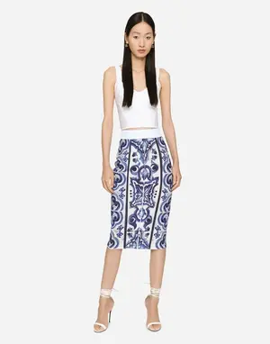 Dolce & Gabbana Majolica Print Midi Skirt - Multicolor
