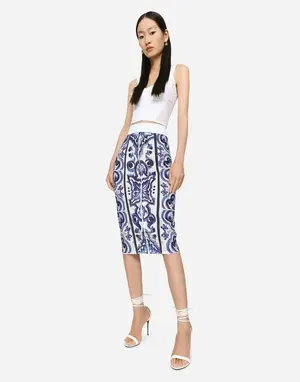 Dolce & Gabbana Majolica Print Midi Skirt - Multicolor