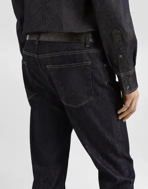 Dolce & Gabbana Slim-fit Stretch Cotton Jeans With Patch - Multicolor