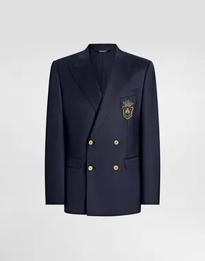 Dolce & Gabbana Double-breasted Wool Jacket With Patch