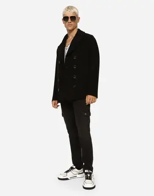 Dolce & Gabbana Double-breasted Pea Coat With Branded Tag - Black
