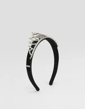 Dolce & Gabbana Satin Tiara With Rhinestones - Black