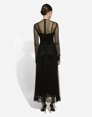 Dolce & Gabbana Long Tulle Dress With Rhinestone Embellishment