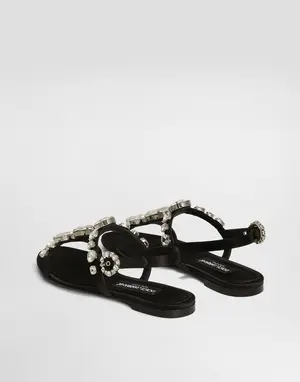 Dolce & Gabbana Bianca Satin Embellished Sandals - Black