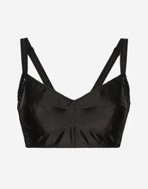 Dolce & Gabbana Satin And Lace Bralette Top - Black