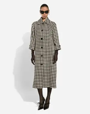 Dolce & Gabbana Single-breasted Macro-houndstooth Wool Coat