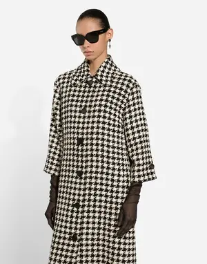 Dolce & Gabbana Single-breasted Macro-houndstooth Wool Coat