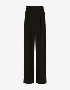 Dolce & Gabbana Flared Woolen Trousers - Black